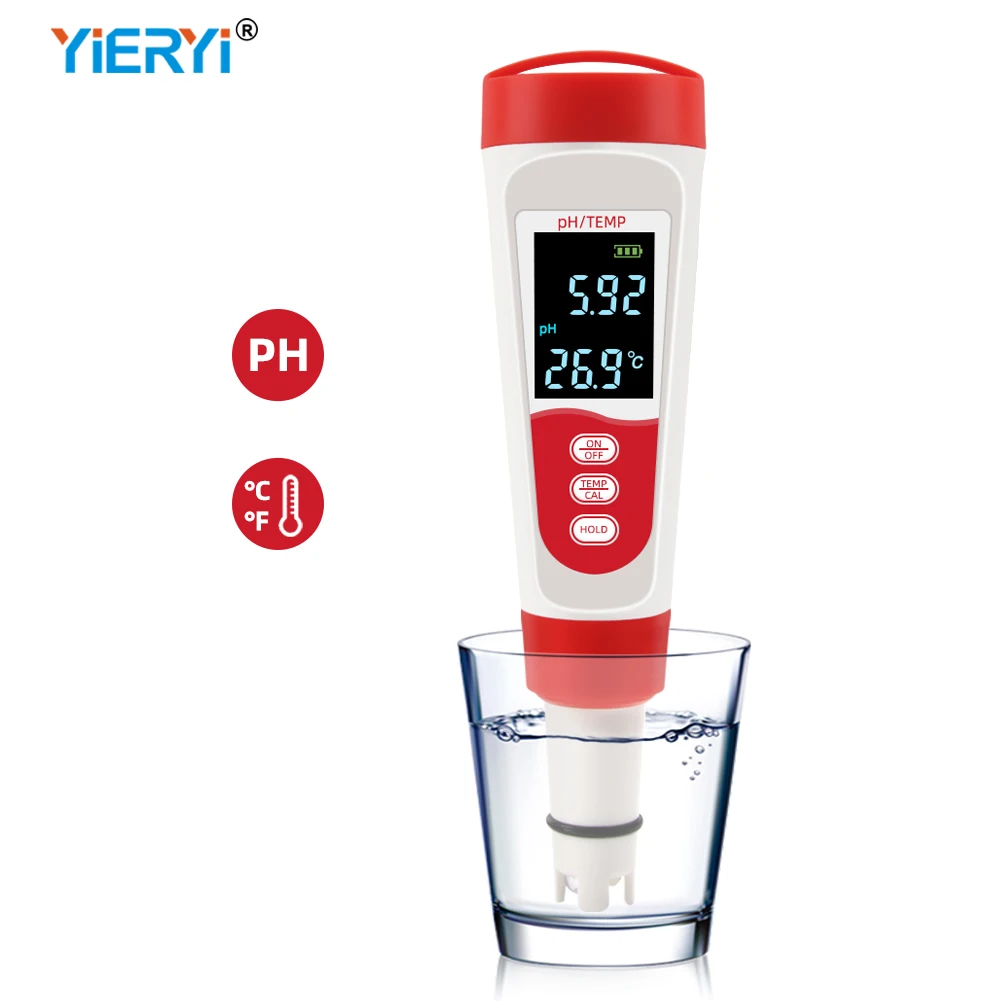 Medidor de PH y temperatura Digital LCD, medidor de acidez y calidad del agua potable, Detector ...