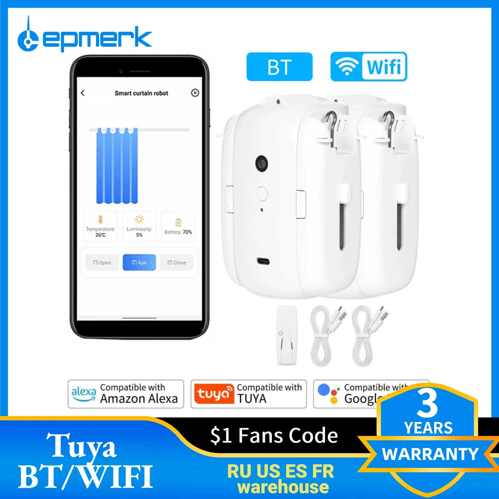 Tuya-Smart-Curtain-Motor-WIFI-BT-Voice-Control-Swithbot-Electric ...