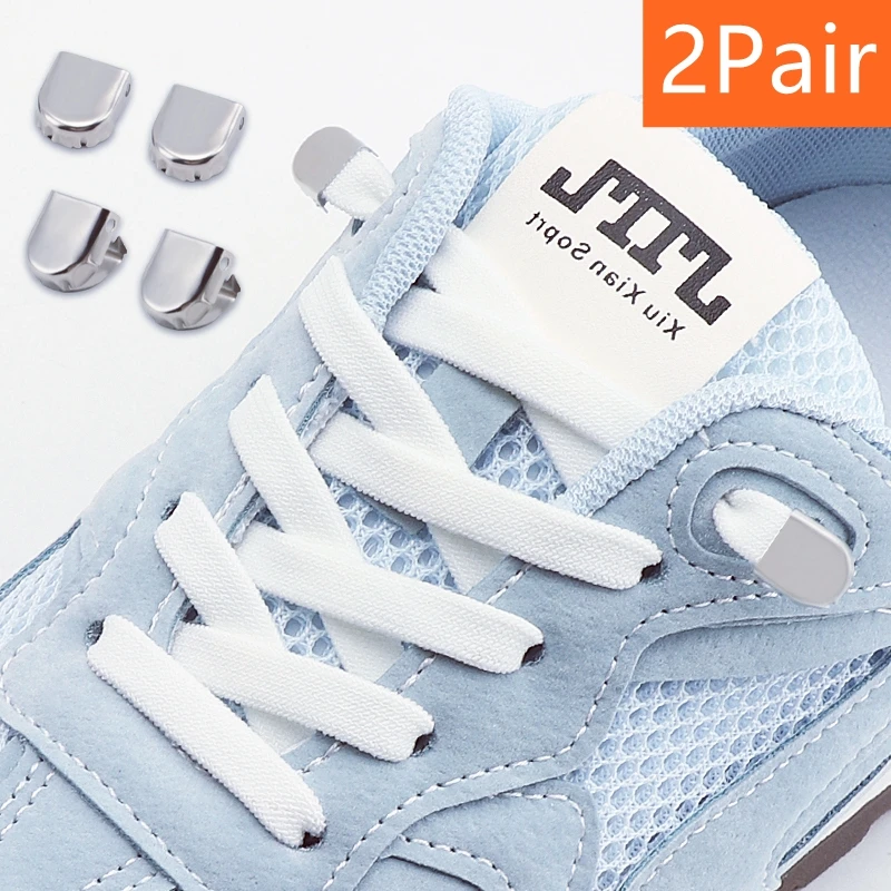 2Pair Quality Double-layer elastic 8mm Flat Shoelace Shoes Accessories ...
