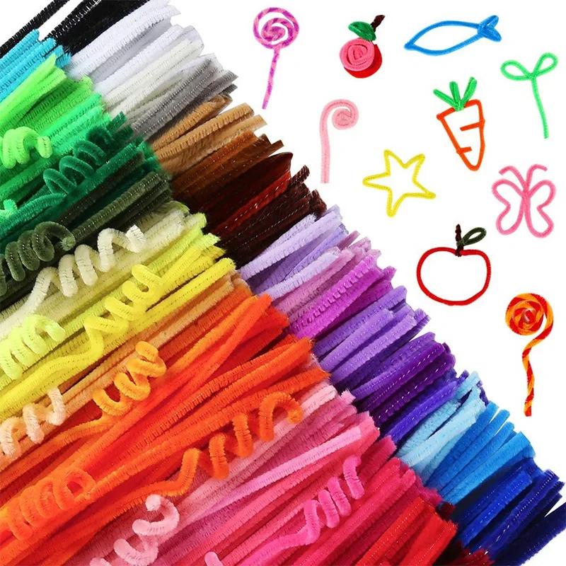 100Pcs-Chenille-Stems-Pipe-Cleaners-5MM-Children-Kids-Plush-Educational ...