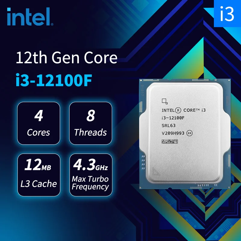 New Intel Core i3-12100F i3 12100F CPU 4 Cores 8 Threads L3=12MB 10NM Process 4.3GHz 60W 128G ...