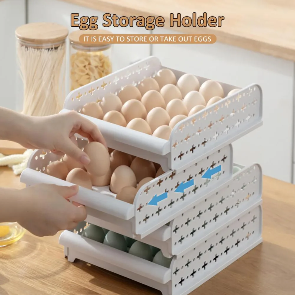 Egg Storage Holder Stackable Egg Storage Rack Organizer Container ...