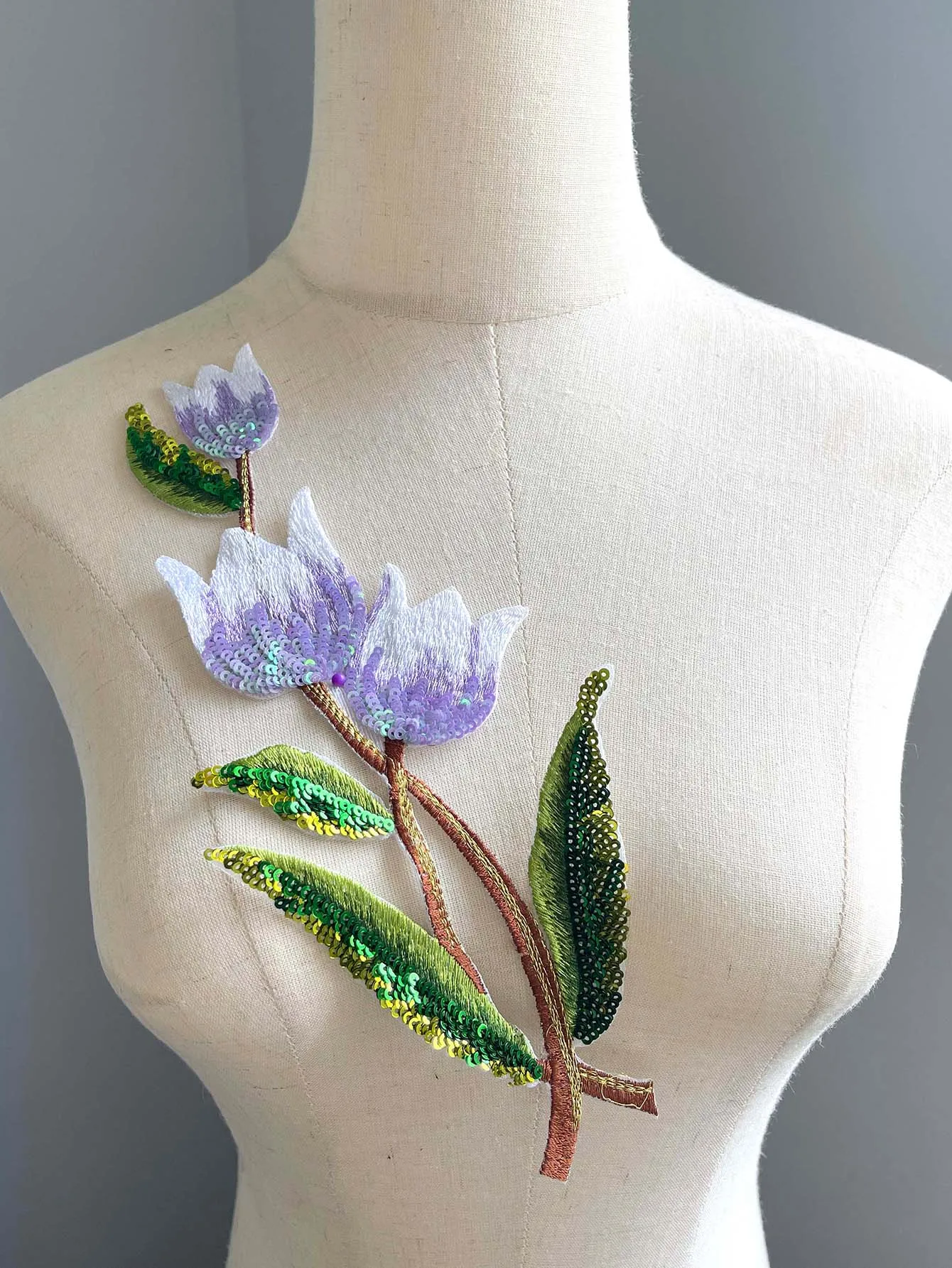 1-Piece-Purple-Sequined-Floral-Design-Patch-Fashion-Shining-Iron-On ...