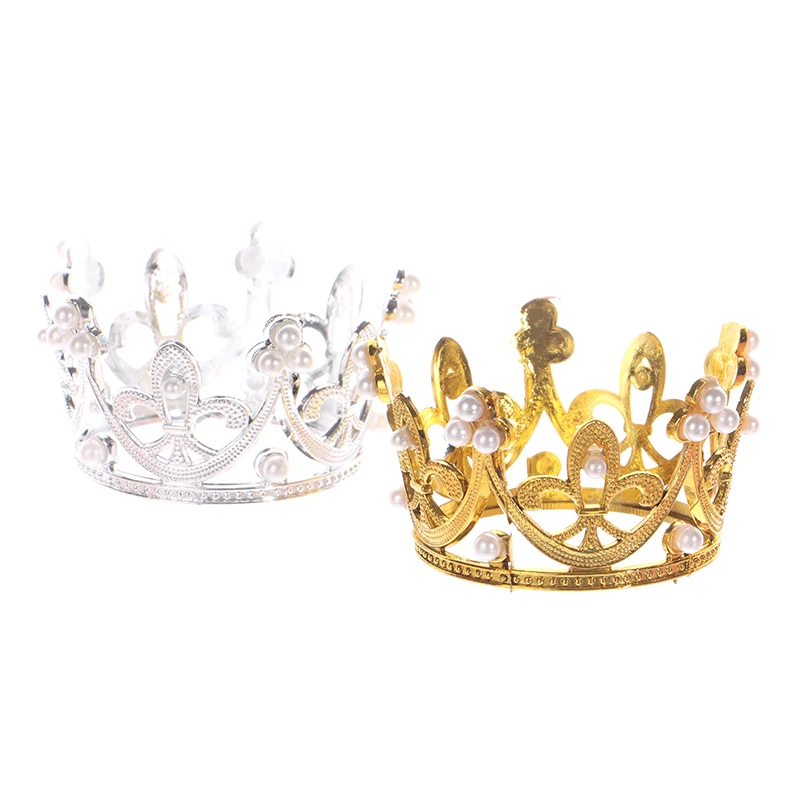 Mini-corona-de-perlas-Tiara-Cupcake-Topper-adornos-para-hornear-DIY ...