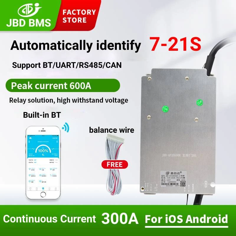 Jbd Smart Bms 7s 8s 9s 10s 11s 12s 13s 14s 15s 16s 17s 18s 19s 20s 21s Lifepo4 Bms 300a Liithium ...