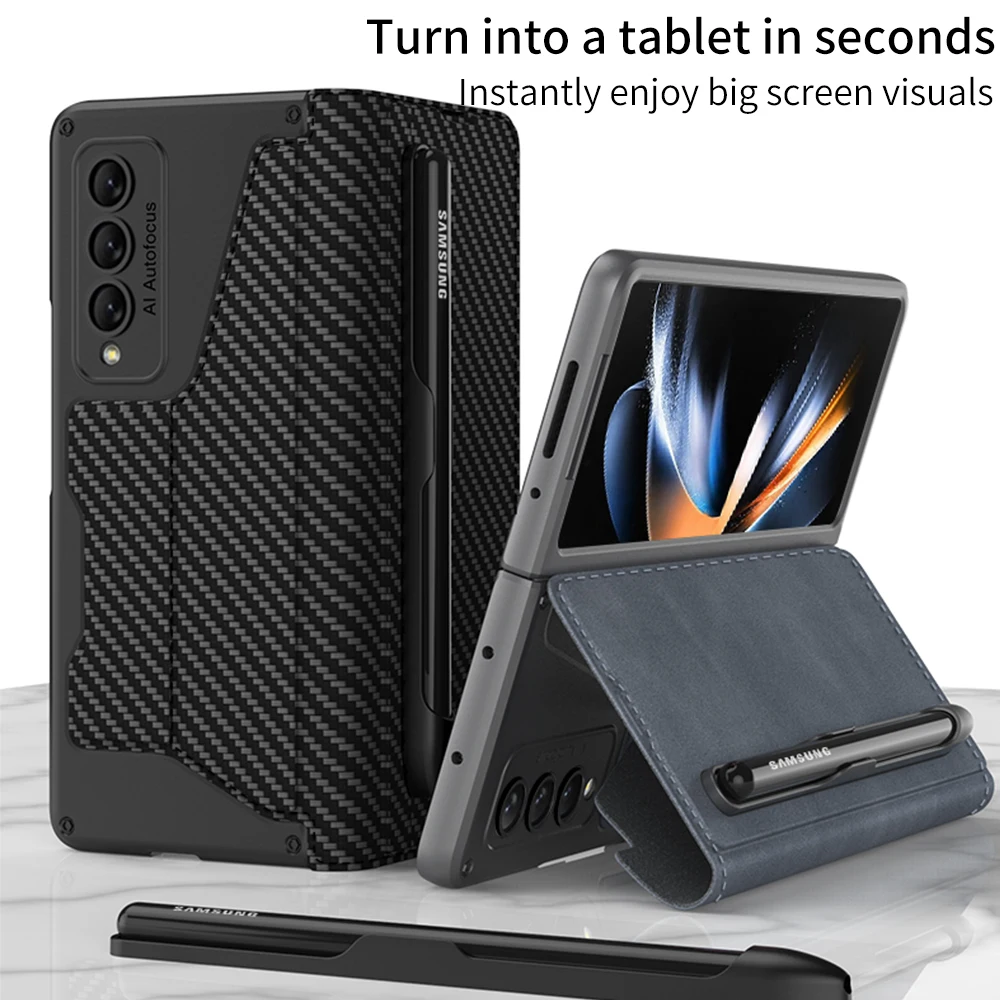 Leather-Case-For-Samsung-Galaxy-Z-Fold-3-4-Case-with-Pen-Slot-and-Card ...