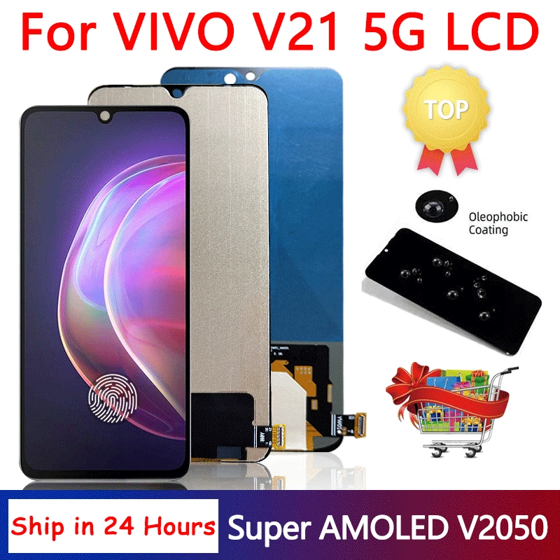 Super AMOLED V21 5G Display Screen For Vivo V21 5G LCD V2050 Display Touch Screen Digitizer ...