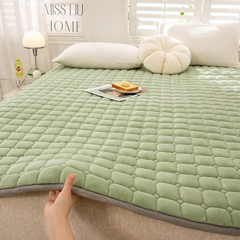 Winter-Thick-Queen-Bed-Sheet-Milk-Fleece-Warm-Double-Bedspread-Mattress ...