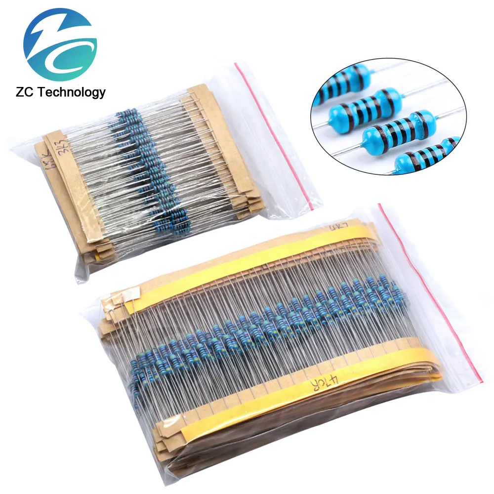 300pcs/600pcs 1/4w 30value Metal Film Resistor Kit 1% Rang Carbon ...