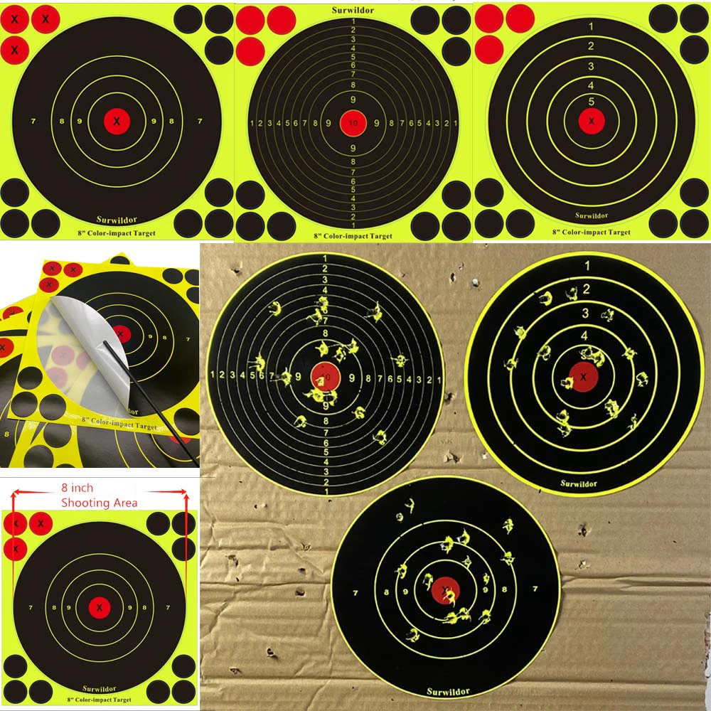 10-COUNTS-of-REAL-8-Inch-Color-impact-Shooting-Sticker-Targets-Hunting ...