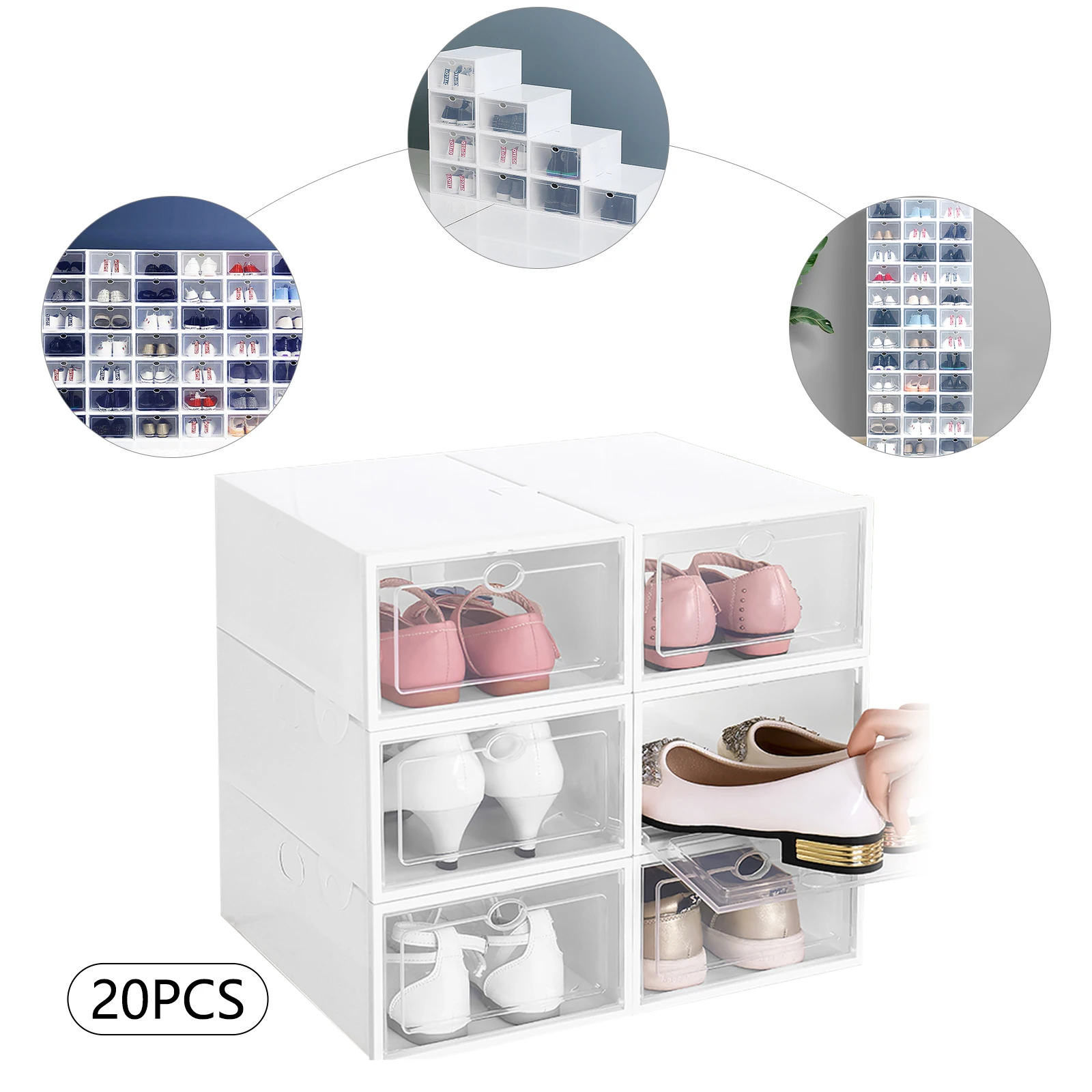 20X Shoe Box Set Shoe Boxing 32.6*24*14cm Transparent Shoe Box ...