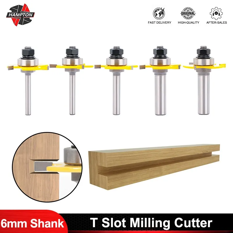 Milling Cutter T Slot Groove Joint Assembly Router Bit 6mm/8mm/12mm 1/4 ...