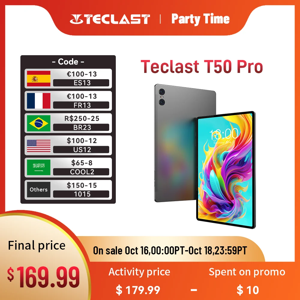 Teclast T50pro 11 "2000X1200 Tablet Mtkg99 Android 13 8Gb 8Gb Ram 256Gb ...