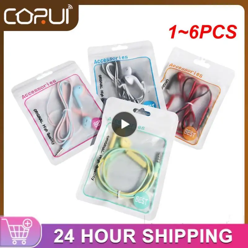 1~6PCS 3.5mm Earphone Powder Blue Handsfree Free Noise Reduction Noise ...