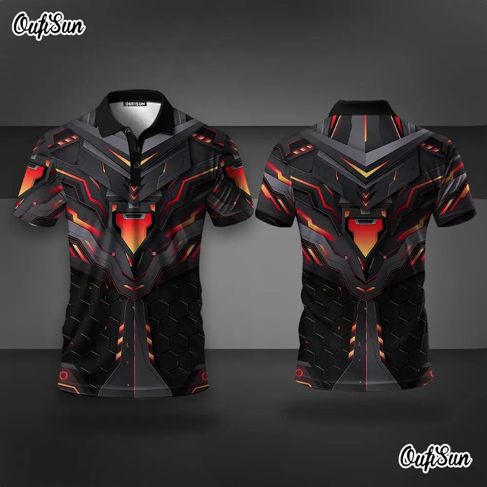 Mecha-Polo-Shirt-For-Men-3d-Printed-Fun-Short-Sleeved-Polo-Shirt ...