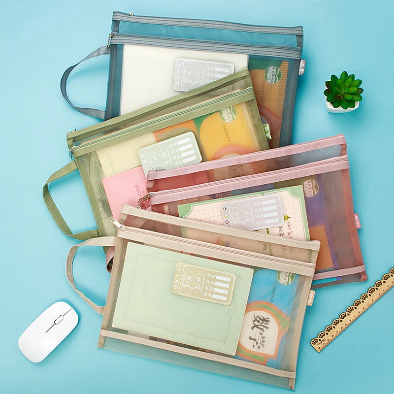 1Pc-Nylon-Mesh-File-Bags-Transparent-Multi-Layer-Zip-Test-Papers-Data ...