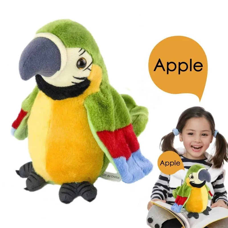 Kids-Plush-Toys-Parrot-Talking-Electronic-Speaking-Record-Repeats-Cute ...