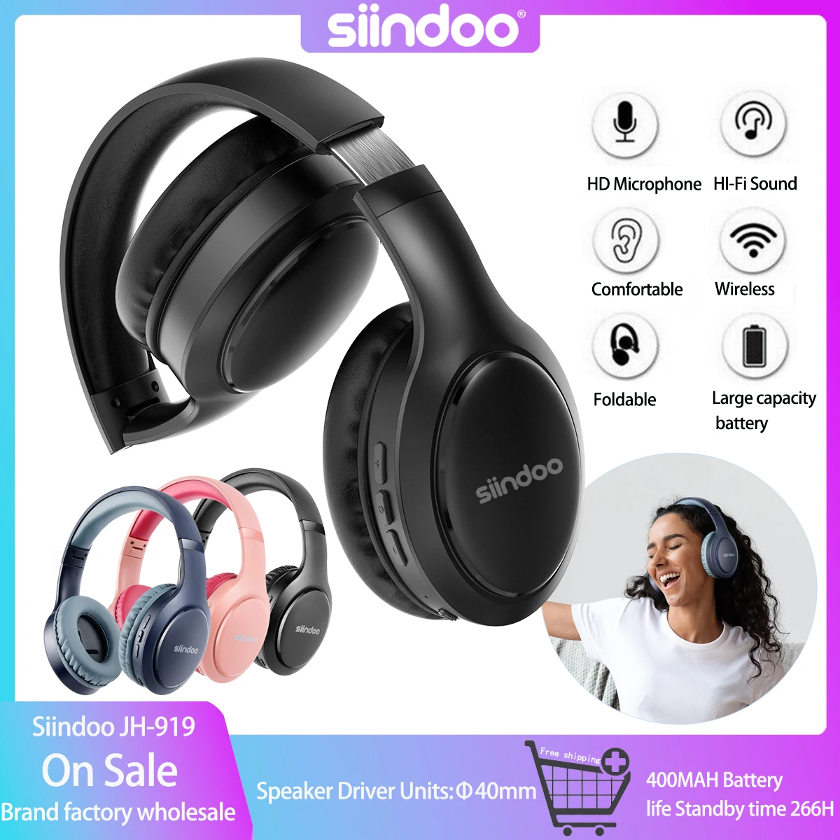 Siindoo-Wireless-Bluetooth-Headphones-3-Colors-Foldable-Stereo-Earphones-Super-Bass-Noise ...
