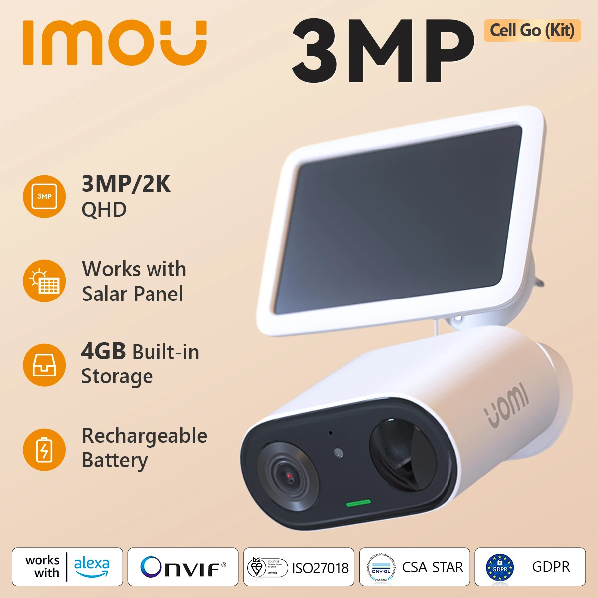 IMOU-Cell-Go-with-Solar-panel-3MP-Rechargeable-Camera-Wi-Fi-Vlog-feature-Outdoor-Surveillance ...