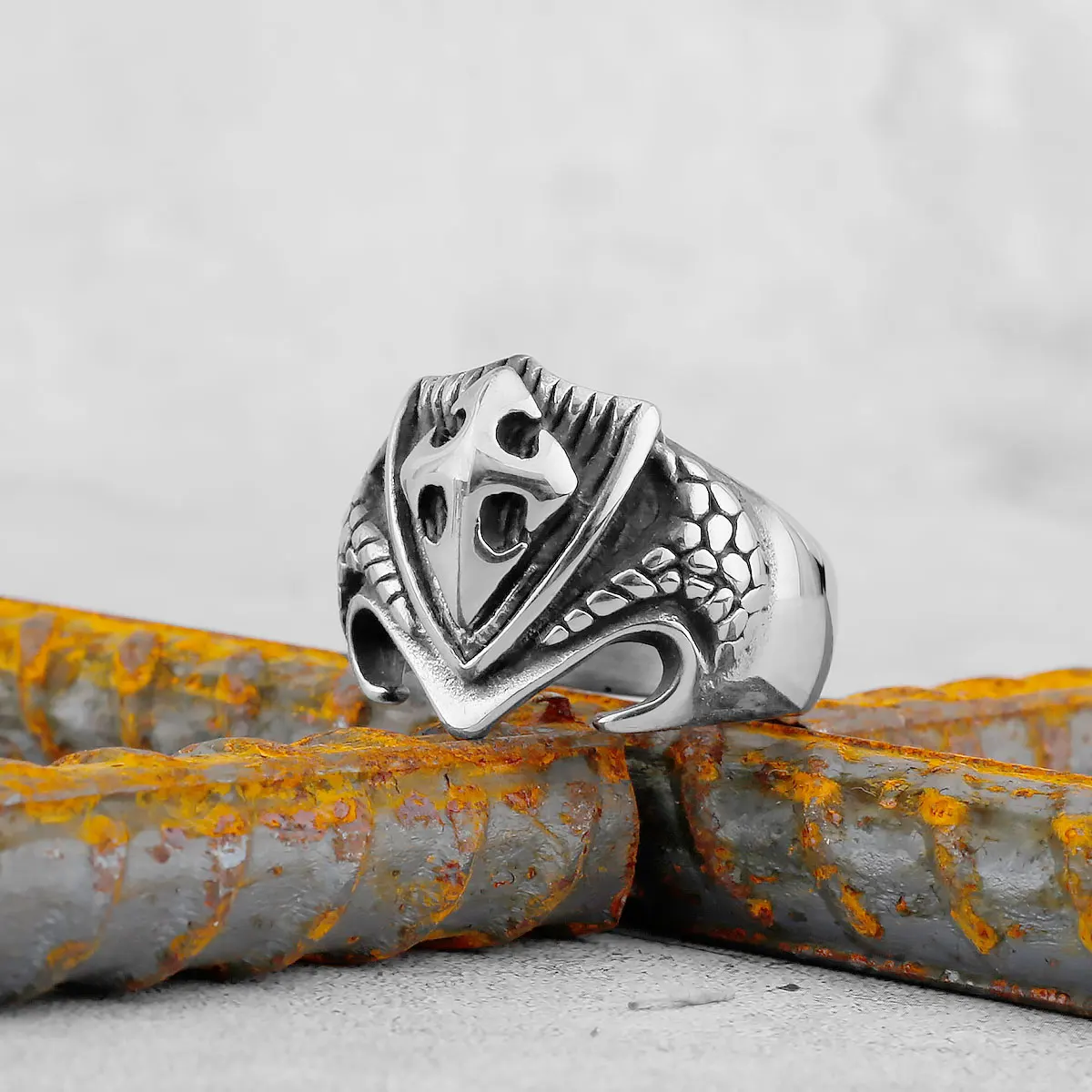 Vintage-Cross-Shield-Religion-Rings-Stainless-Steel-Mens-Simple-Retro ...