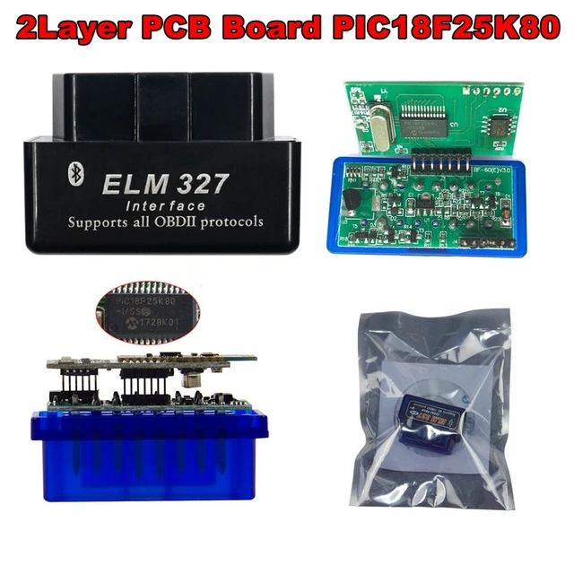 Dual Double 2PCB PIC18F25K80 chip Firmware 1.5 ELM327 V1.5 OBD2 Scanner BT Car Diagnostic Tool ...