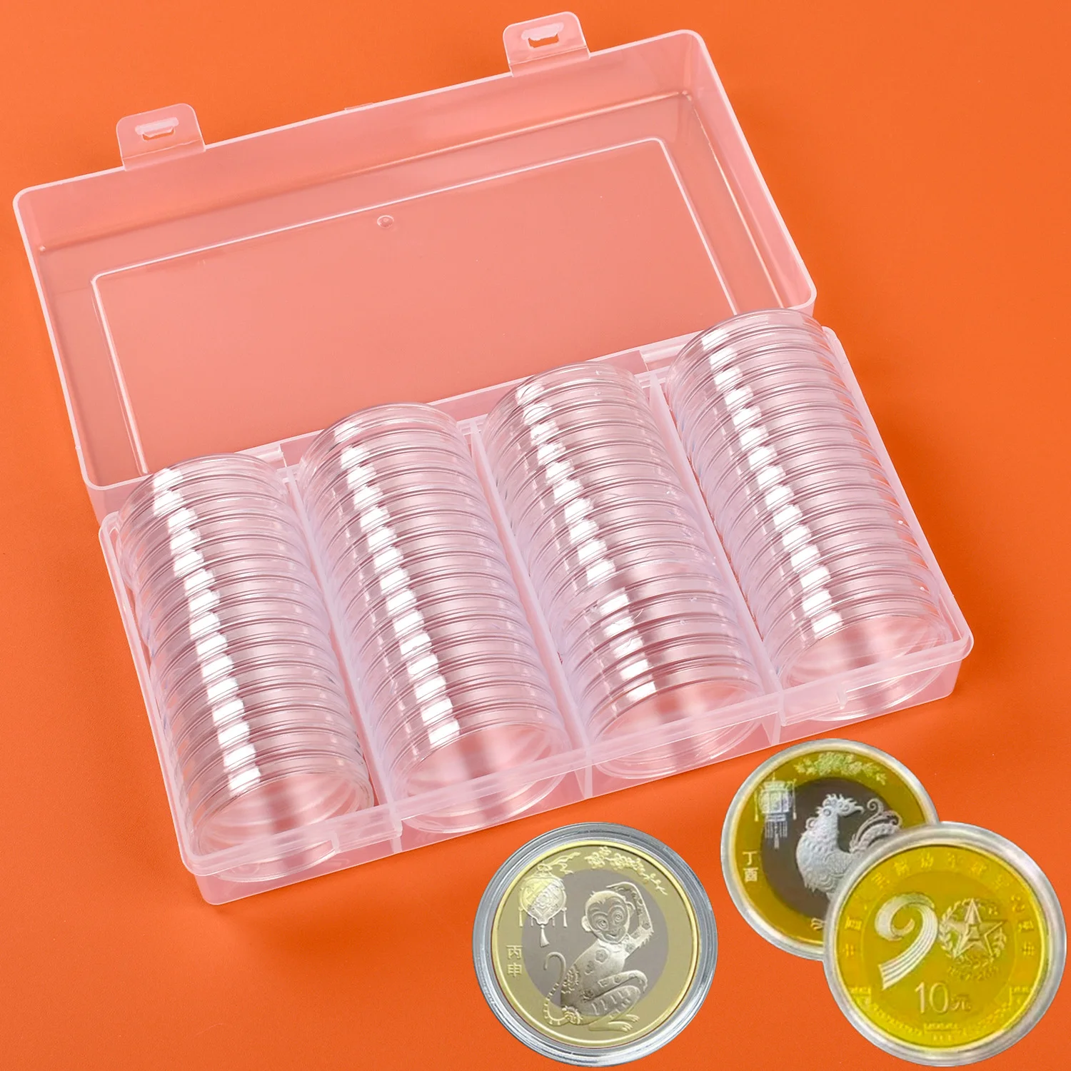 Clear-Round-Coin-Capsule-Container-Storage-Box-Gold-Copper-Coins-Holder ...