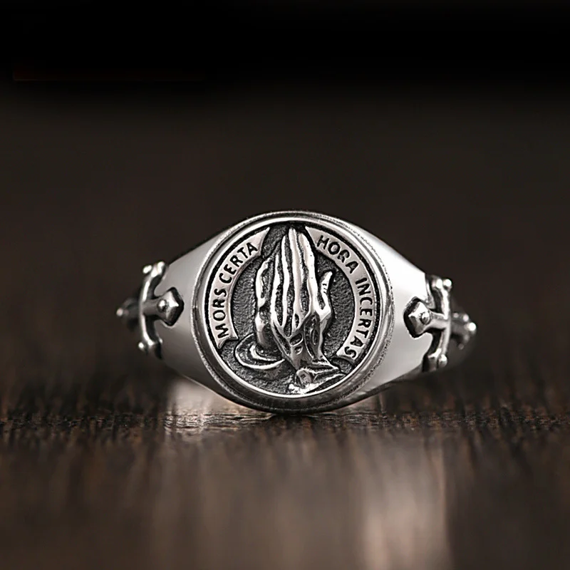 S925-Silver-Men-s-Ring-Personalized-Vintage-Prayer-Hand-Opening-Prayer ...