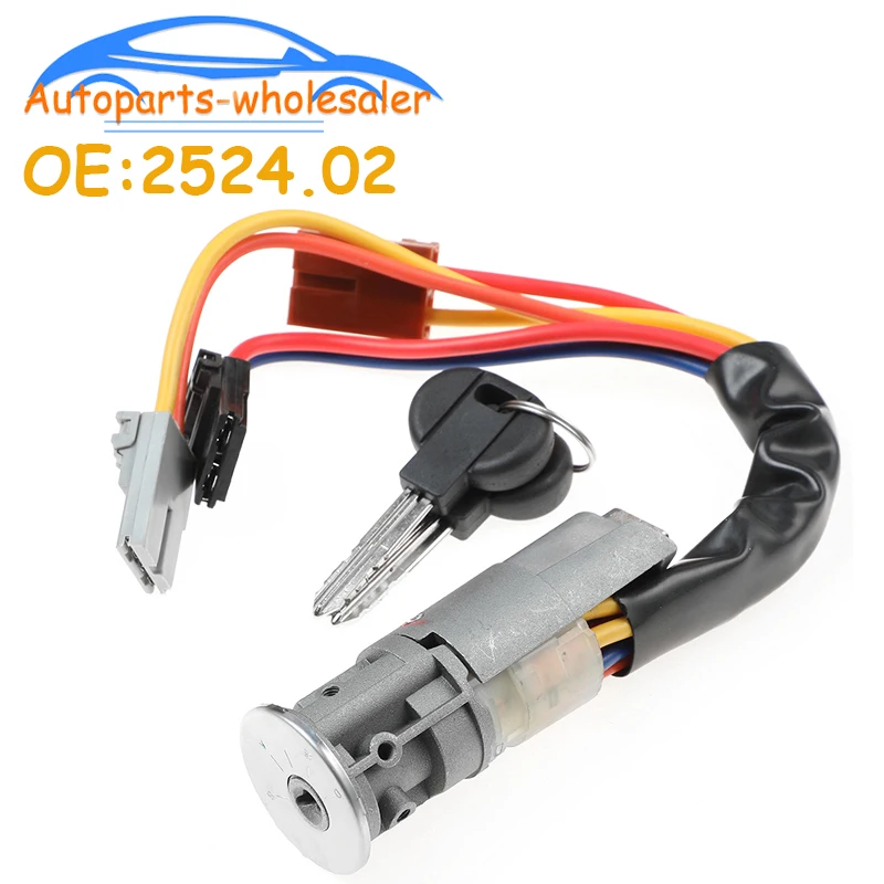 252402 2524.02 Car Ignition Switch Lock Barrel Cylinder Set + 2 Keys ...