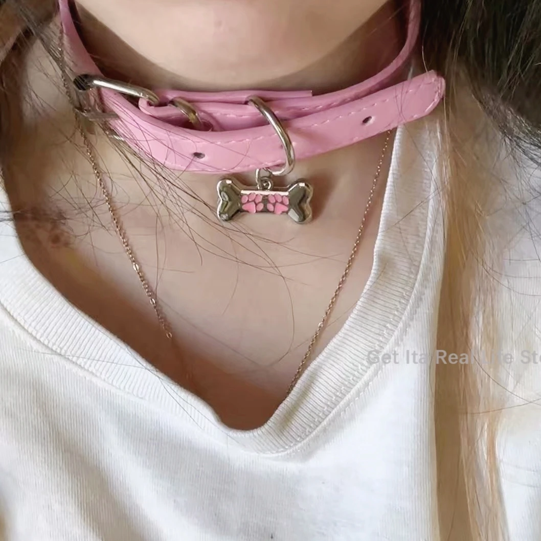 Dog-Bone-Leather-Choker-for-Girls-Soft-PU-Leather-Adjustable-Choker ...