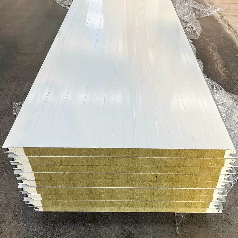 Polyurethane-PU-Edge-Rock-Wool-Sandwich-Panel-For-Wall-Room-Fireproof ...