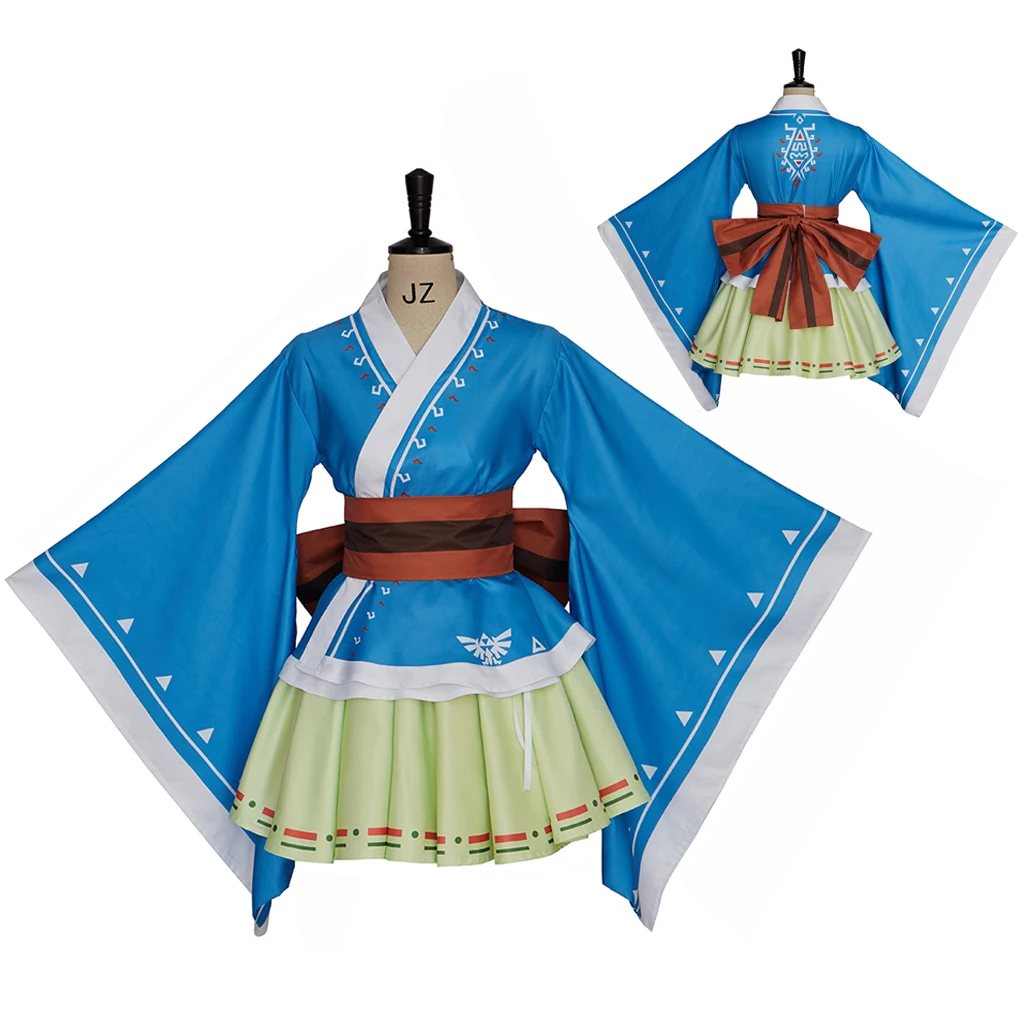 Fato japonês de quimono Cosplay, roupa Yukata Robe, versão azul claro ...