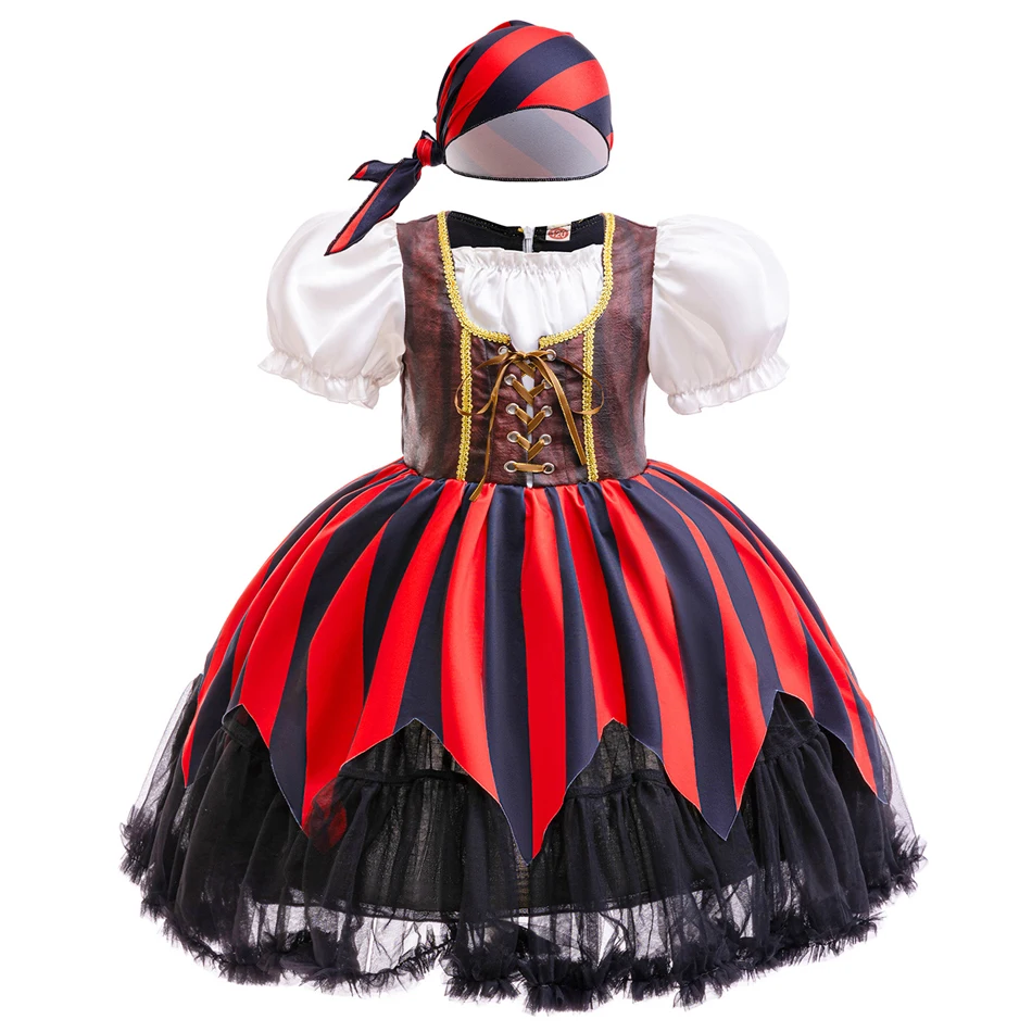 Kids Pirate Captain Cosplay Stage Performance Costume Girls Masquerade ...