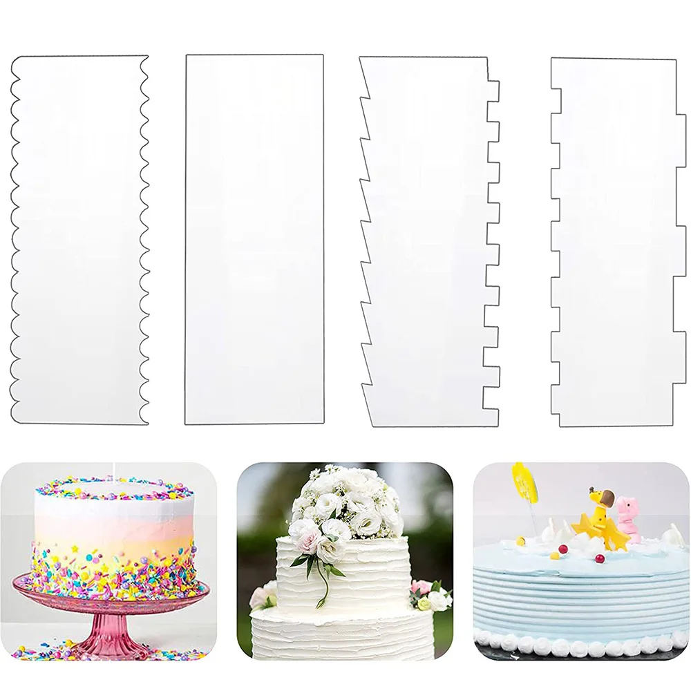 4pcs-Acrylic-Cake-Scraper-Set-Decorating-Contour-Stripe-Cake-Comb-Saw ...