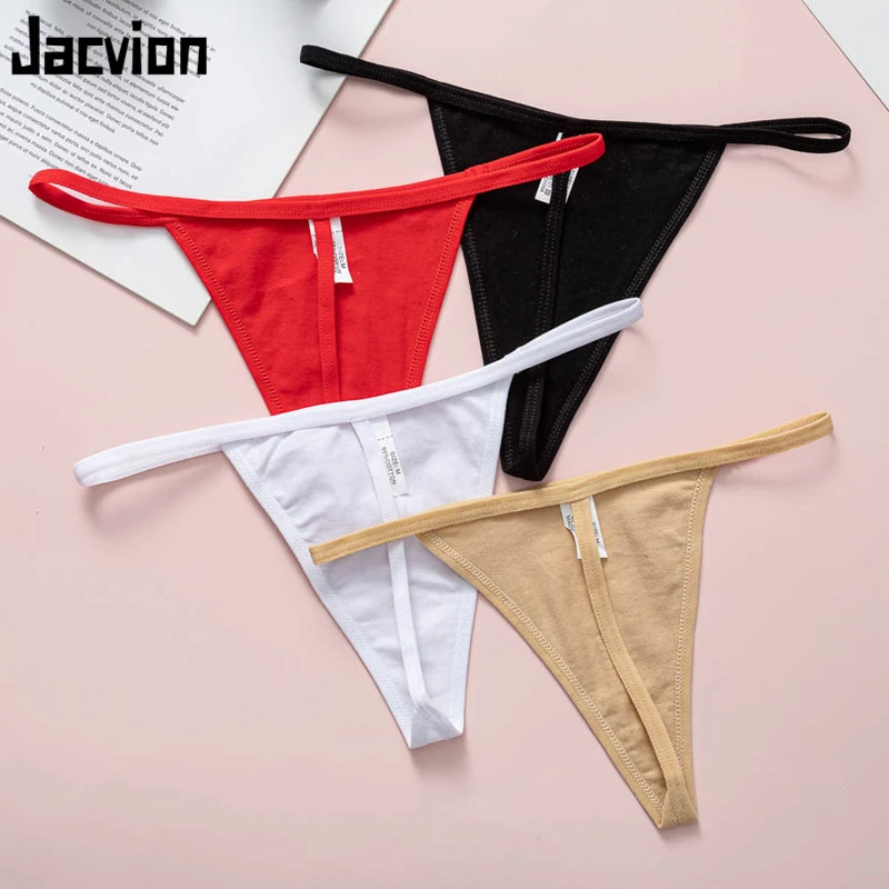 Women's Thong Underwear Low Waist Seamless Briefs Sexy Threaded Cotton ...