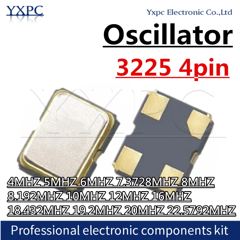 5pcs 3225 Smd Active Oscillator 4mhz 5mhz 6mhz 7.3728mhz 8mhz 8.192mhz 10mhz 12mhz 16mhz 18 ...
