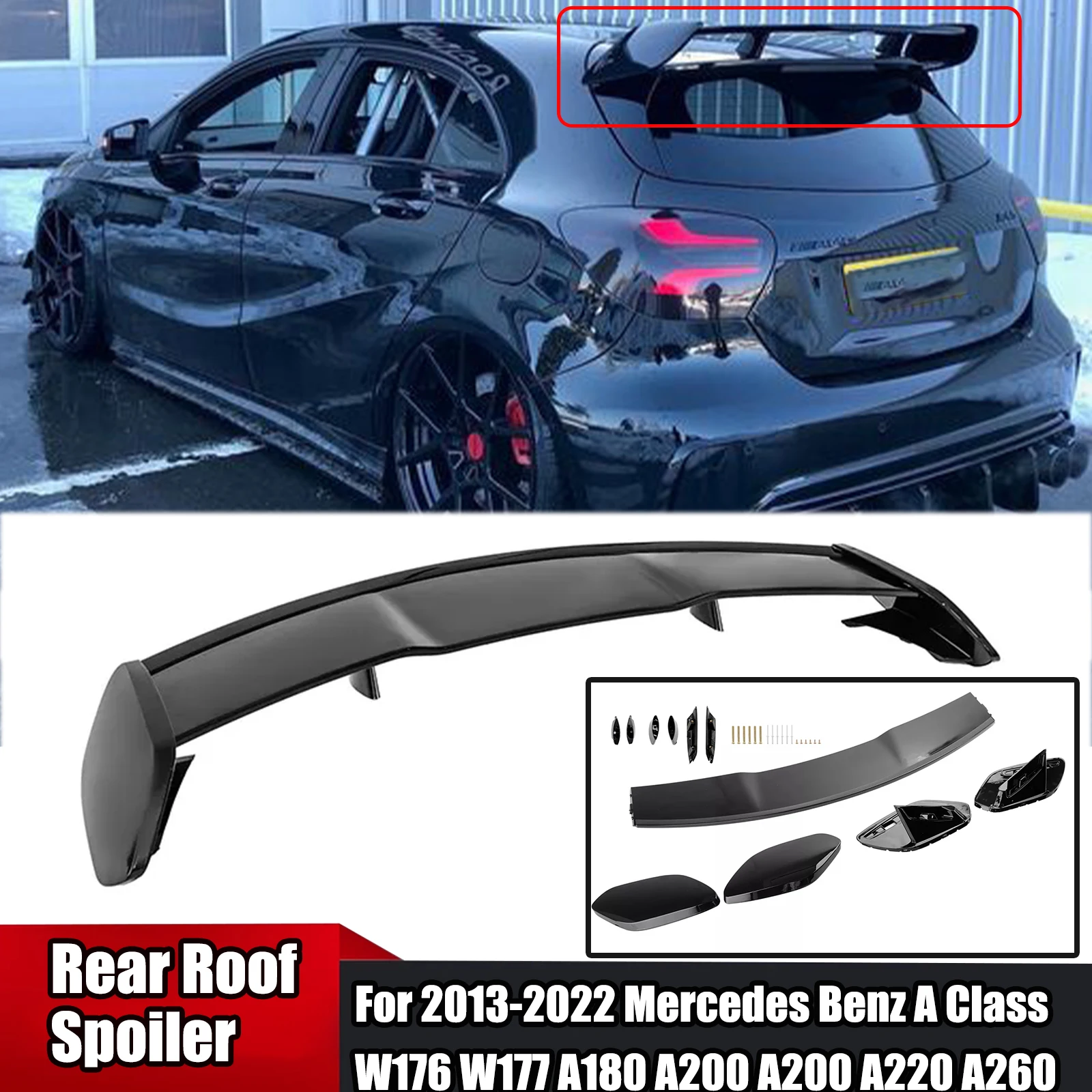 Glossy-Black-A45-AMG-Style-Rear-Roof-Spoiler-For-2013-2022-Mercedes ...