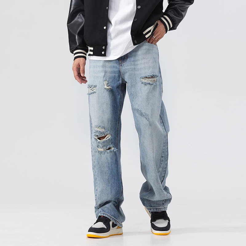 Classic-Unisex-Men-s-Jeans-High-Street-Broken-Jeans-Fashion-Loose ...