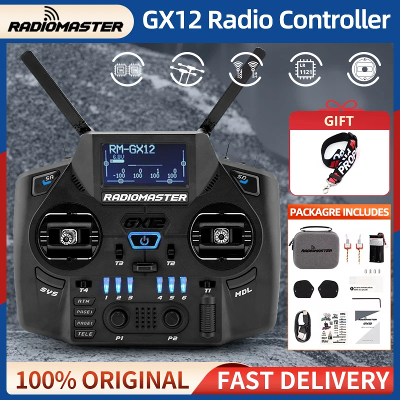 RadioMaster GX12 Radio Controller Hall Gimbal Dual Band Antenna Gemini ...