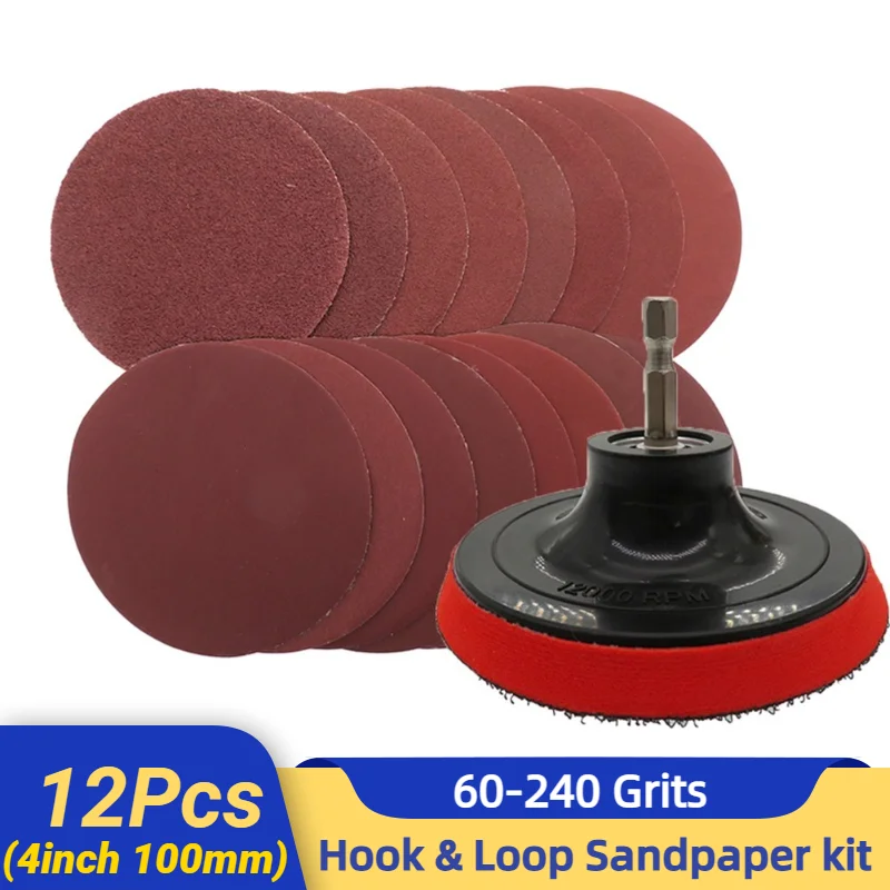4 Inch Sandpaper with Sanding Pad Set Hook and Loop Sanding Disc 100mm ...