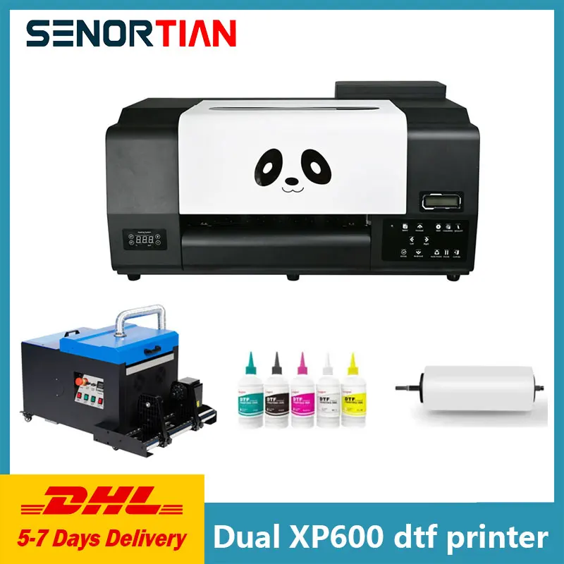 Impresora de transferencia A3 Dtf, cabezal de impresión Dual Xp600 con agitador de polvo, rollo ...