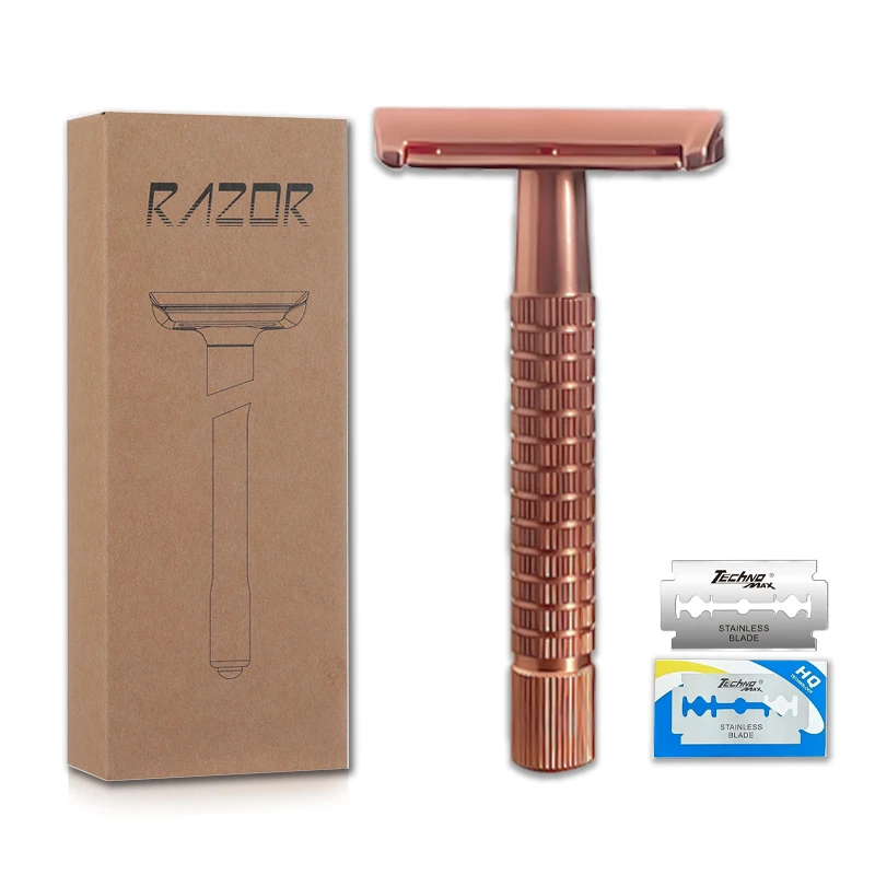 Whityle-Double-Edge-Safety-Razor-Rose-Gold-Coarse-Handle-Shaver-Wet ...