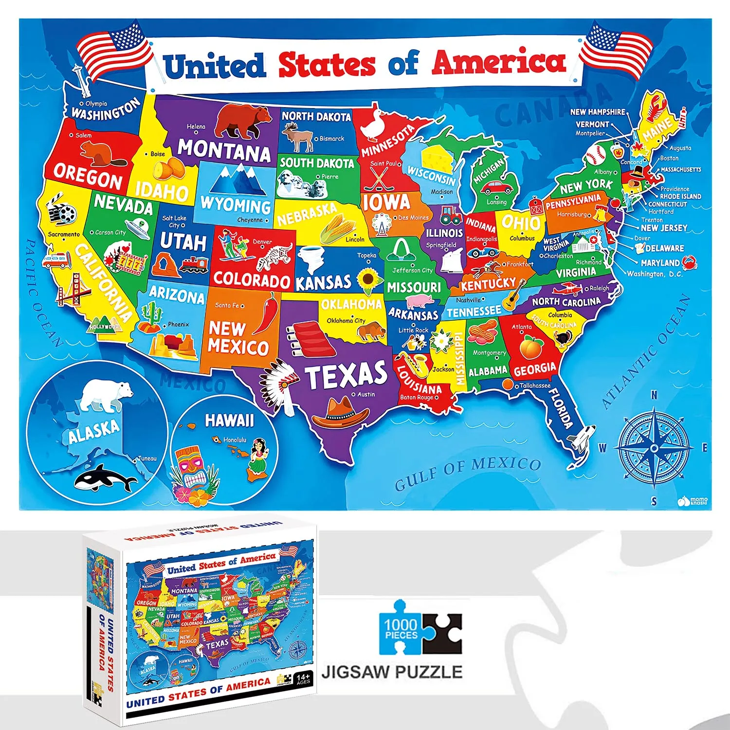 1000-Pieces-United-States-of-America-Jigsaw-Puzzle-Home-Decor-Adults ...