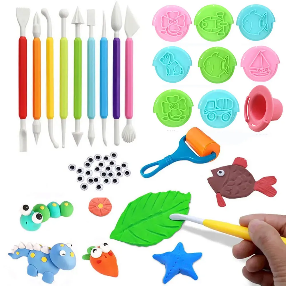 DIY Clay Play Dough Tool 3D Plasticine Mold Modeling Clay Kit Children ...