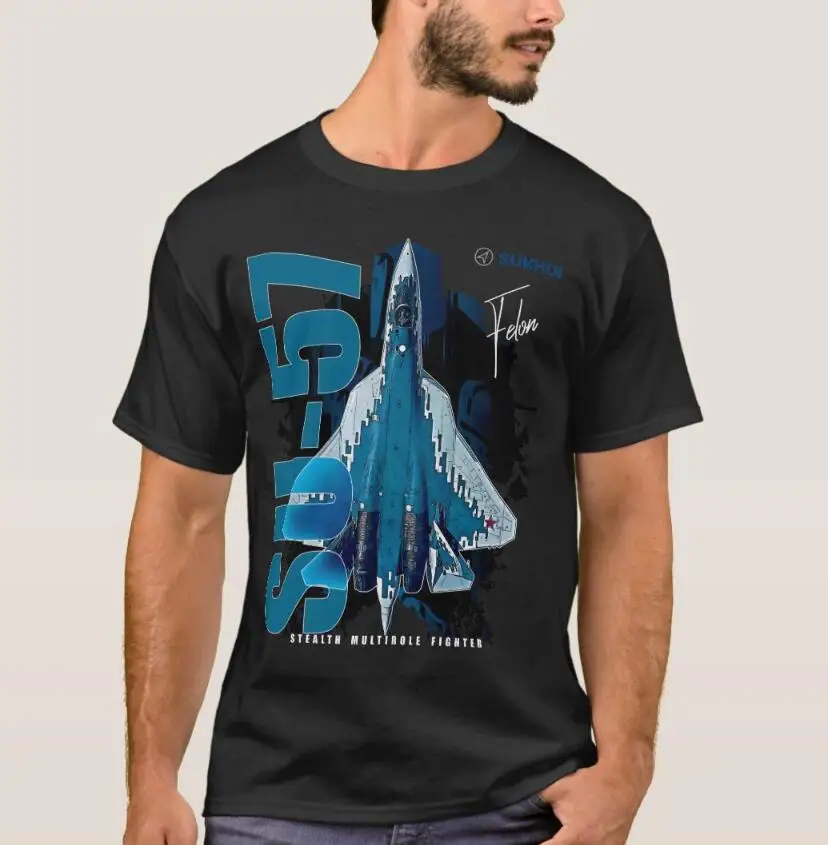Su-57 Stealth Multirole Fighter Aircraft T-Shirt Short Sleeve Casual ...