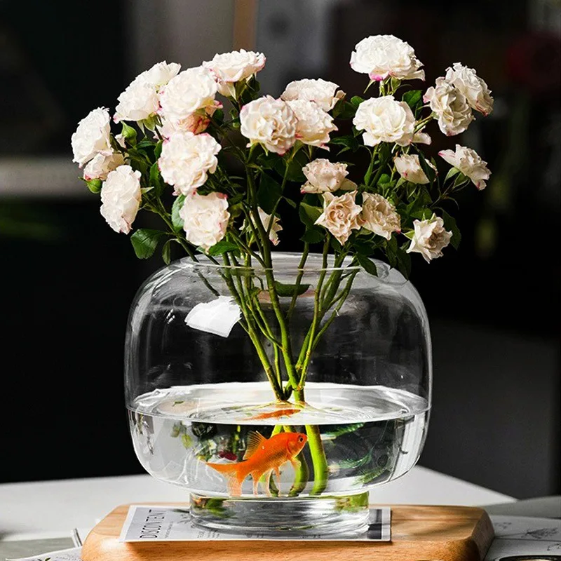 Large Bellied Transparent Glass Vase Hydroponic Plant Ecological Fish ...