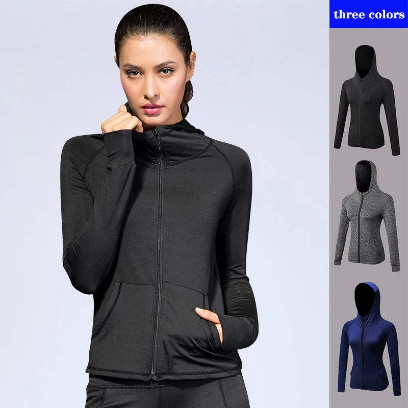Ladies Fall/winter Fitness Jacket Yoga Training Running Zipper Sports ...