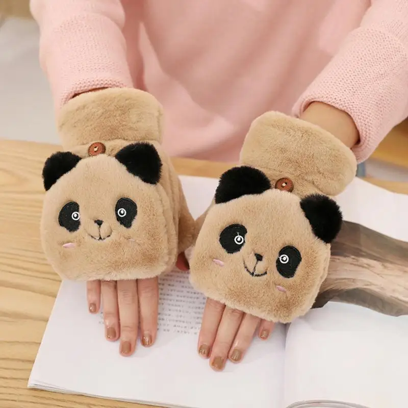 Bear Winter Gloves GirlsCold Weather Mittens Plush Girl Flip Top Gloves ...