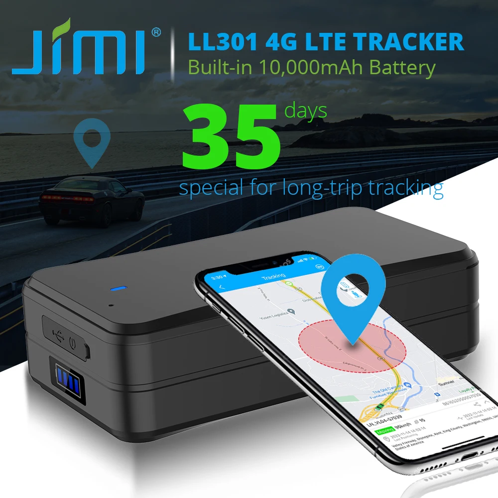 Jimi LL301 4G Magnetic GPS Tracker With Temperature Sensor 10000mAh ...