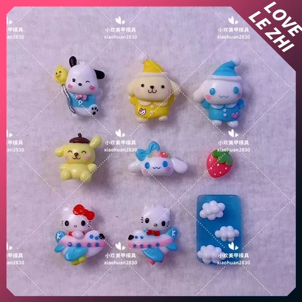 3D-Sanrio-Cinnamoroll-Pochacco-Hello-Kitty-Nail-Art-Resin-Silicone ...
