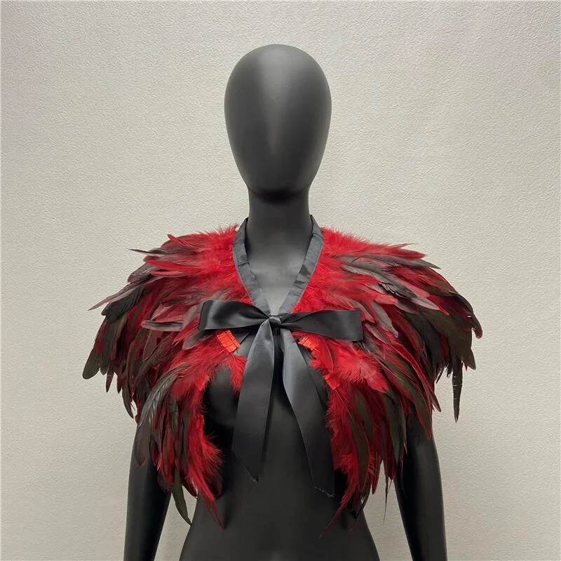Gothic-Four-layer-Feather-Shrug-Shawl-Feather-Shoulder-Wrap-Cape-Jacket ...
